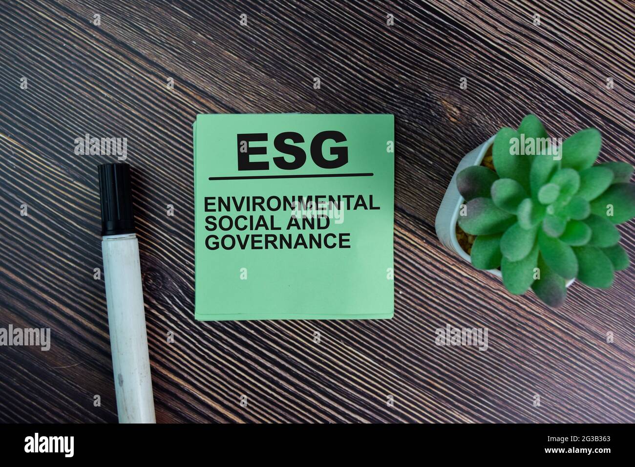 ESG - Environmental Social and Governance write on sticky notes ...