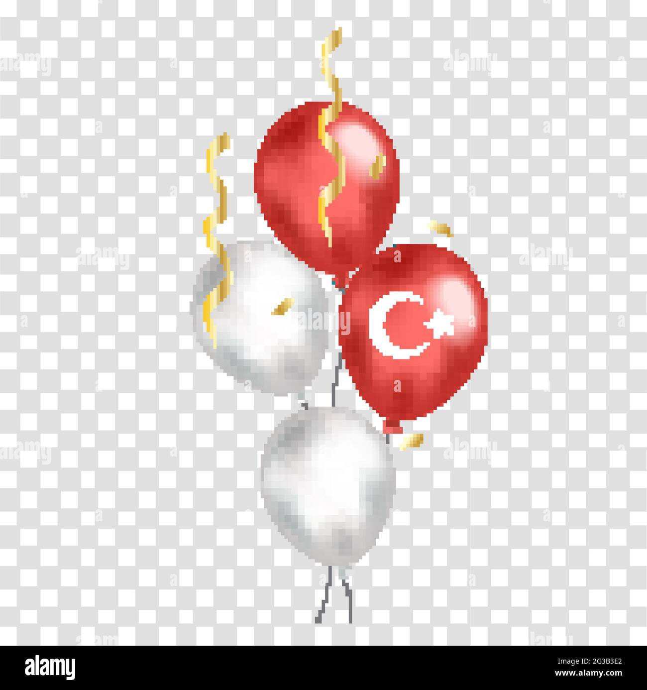 Turkey national day realistic balloons with flag on transparent ...