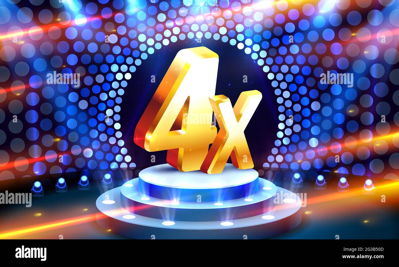 4x winner banner, promotion flyer, prize label. Vector illustration ...