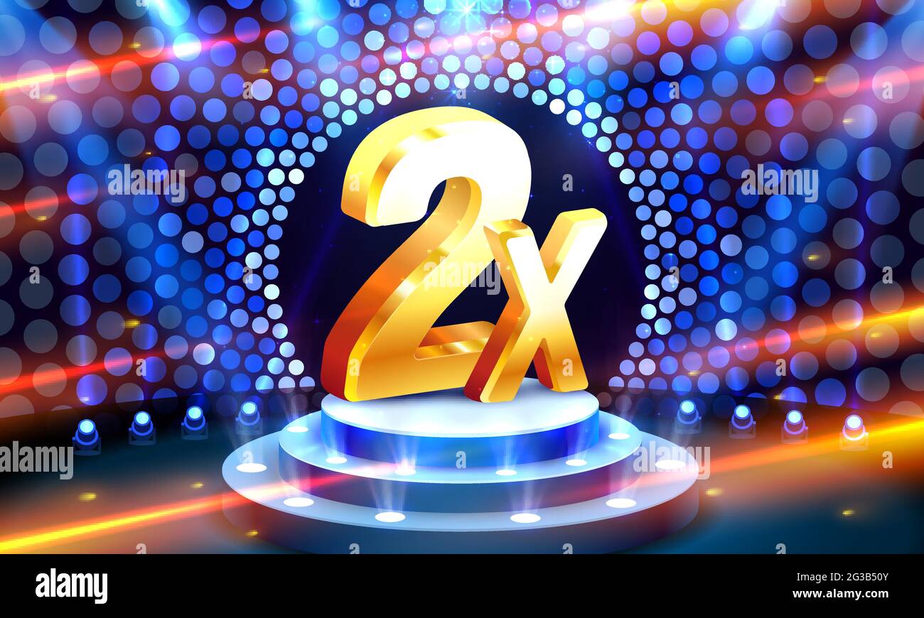 2x winner banner, promotion flyer, prize label. Vector illustration ...