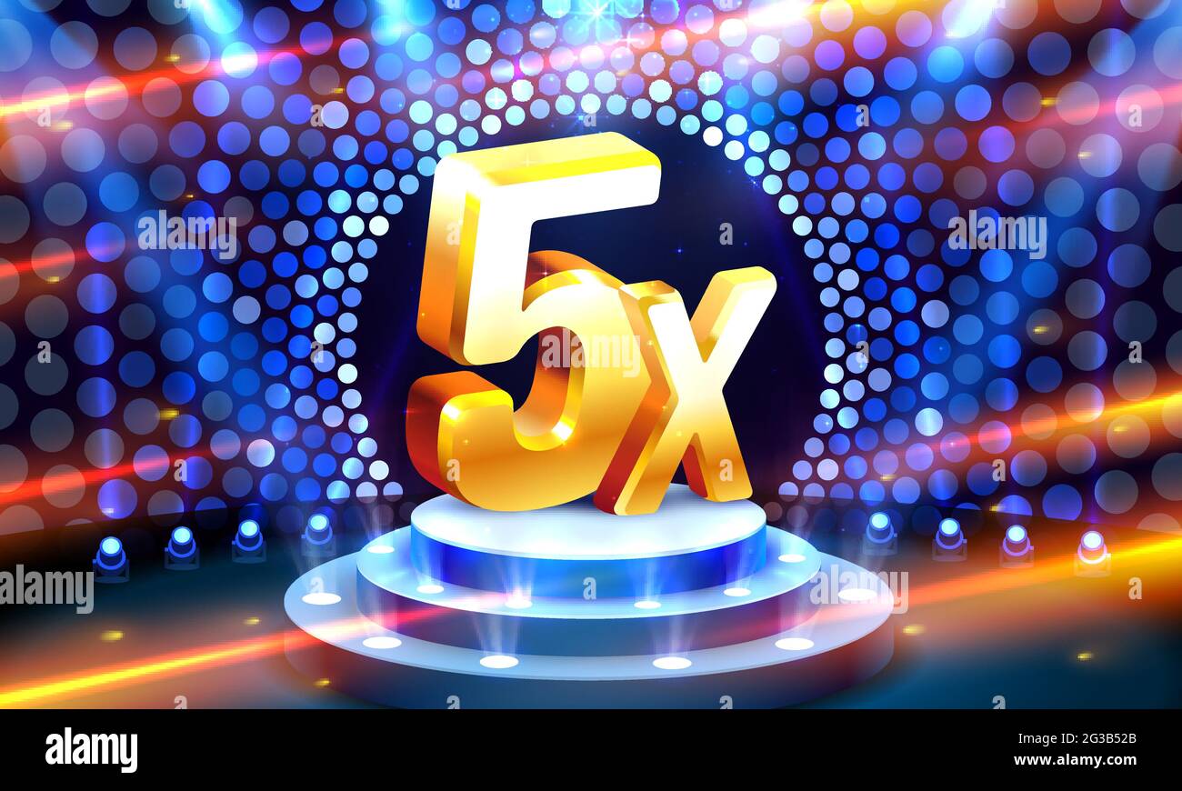 5x winner banner, promotion flyer, prize label. Vector illustration ...