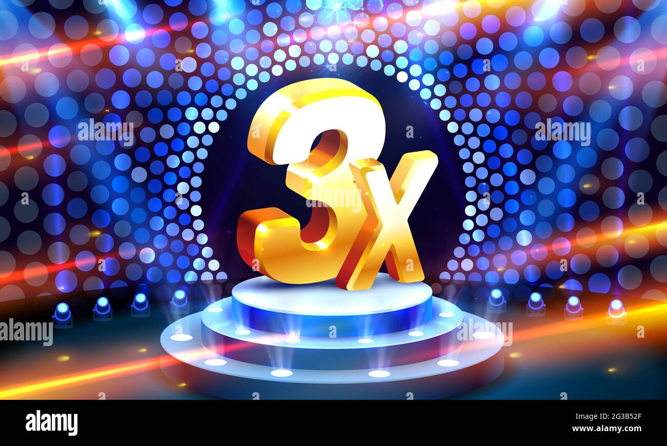 3x winner banner, promotion flyer, prize label. Vector illustration ...