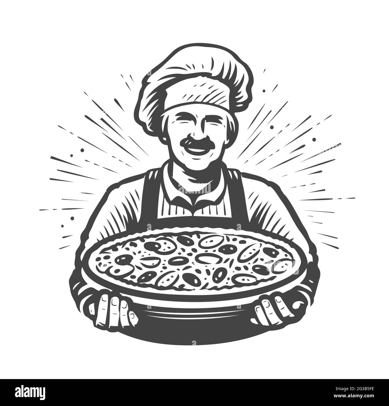 Cook pizza logo. Restaurant, food symbol vector illustration Stock ...