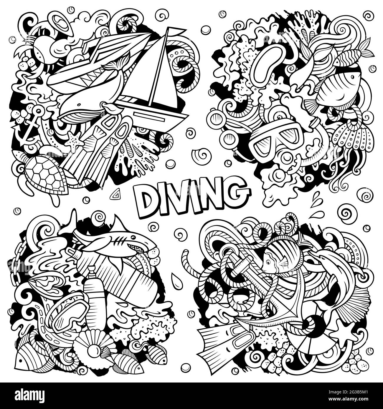 Scuba diver clipart Black and White Stock Photos & Images - Alamy