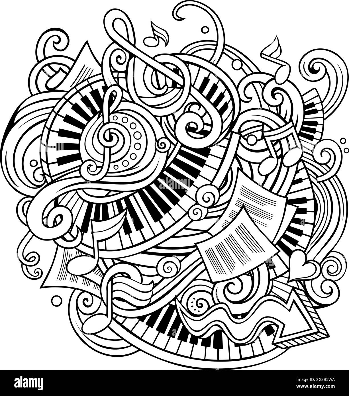 Cartoon cute doodles hand drawn Music illustration. Sketchy detailed ...