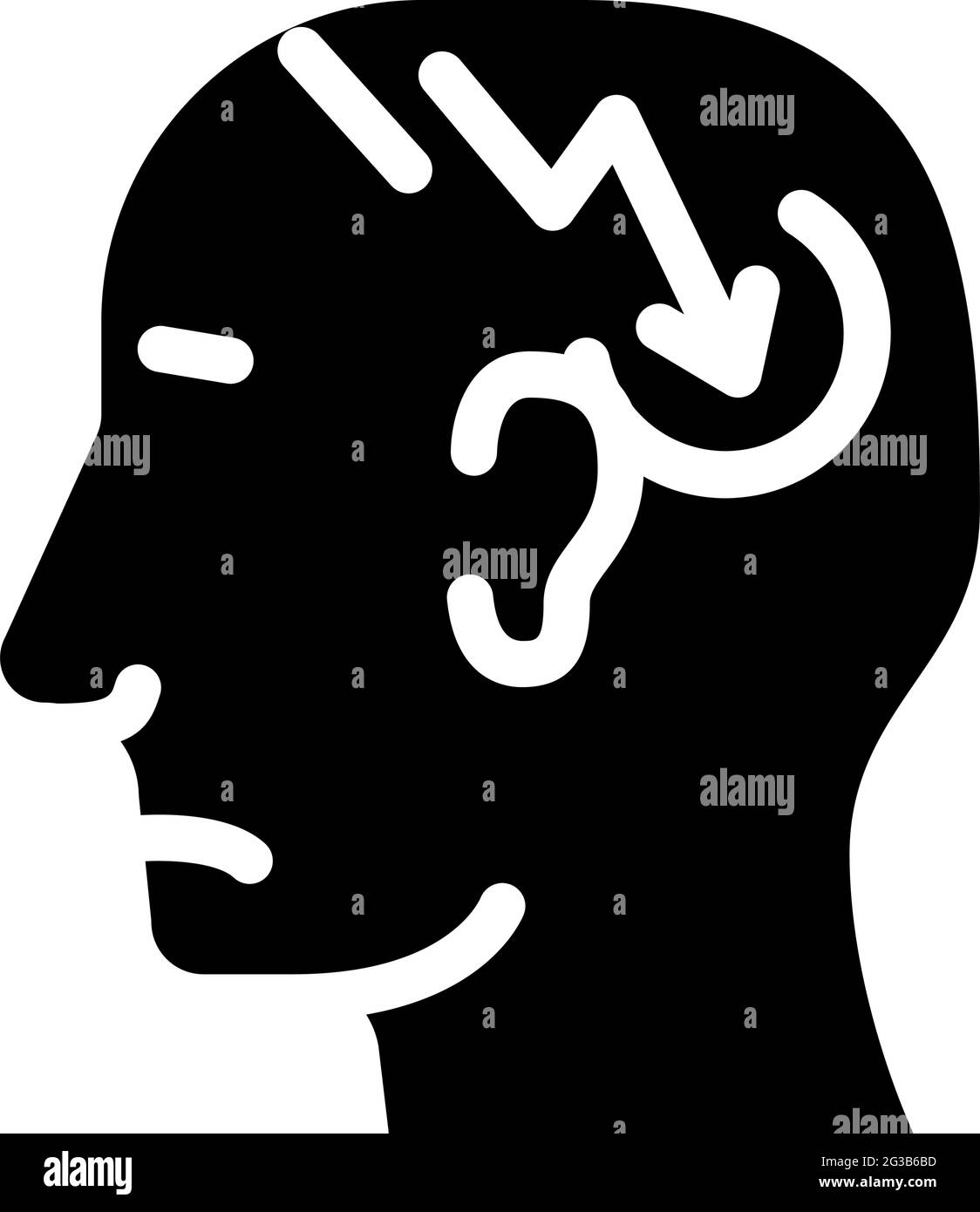 lightning neurosis or headache pain glyph icon vector illustration ...