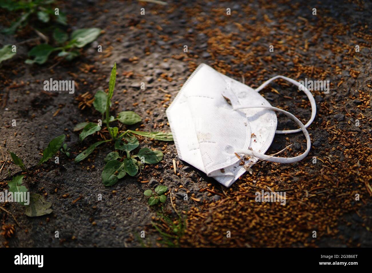 Environmental pollution with disposable FFP2 mask Stock Photo - Alamy