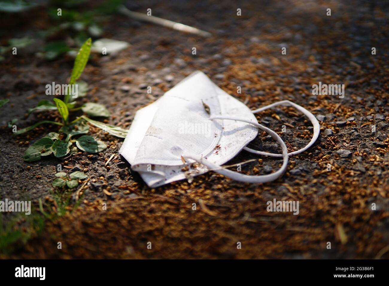 Environmental pollution with disposable FFP2 mask Stock Photo - Alamy