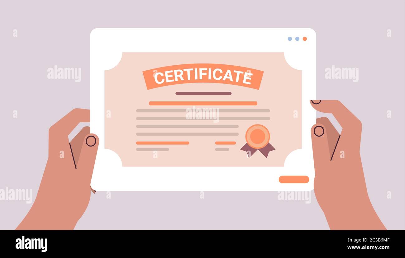 human hands holding certificate template academic diploma degree ...