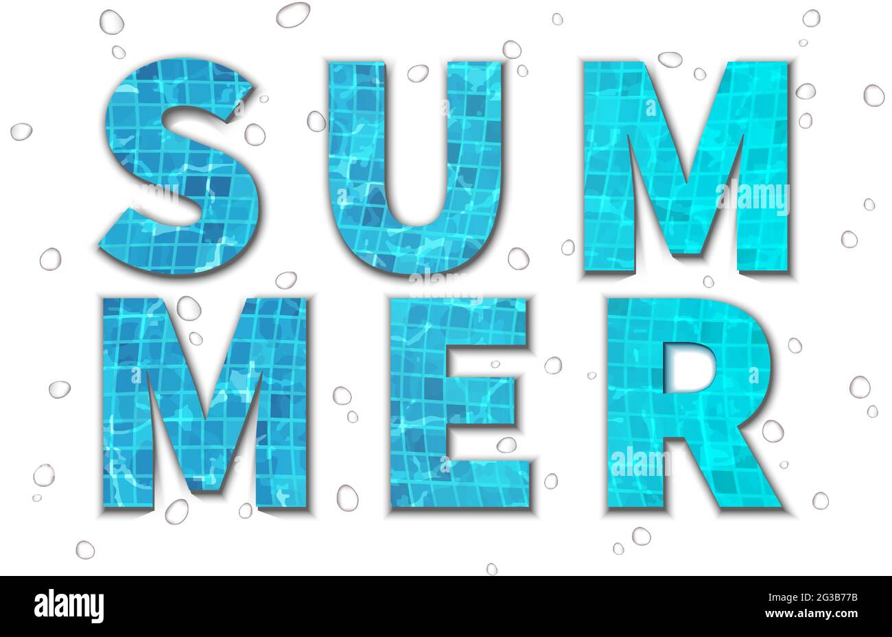 Big typography summer letters with swimming pool textures and water ...