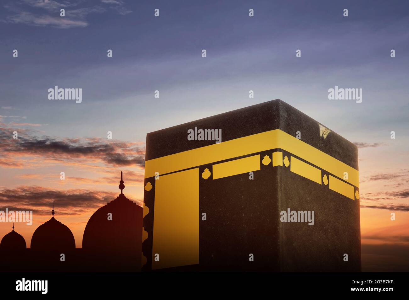 The holy Kaaba with sunset sky background Stock Photo - Alamy