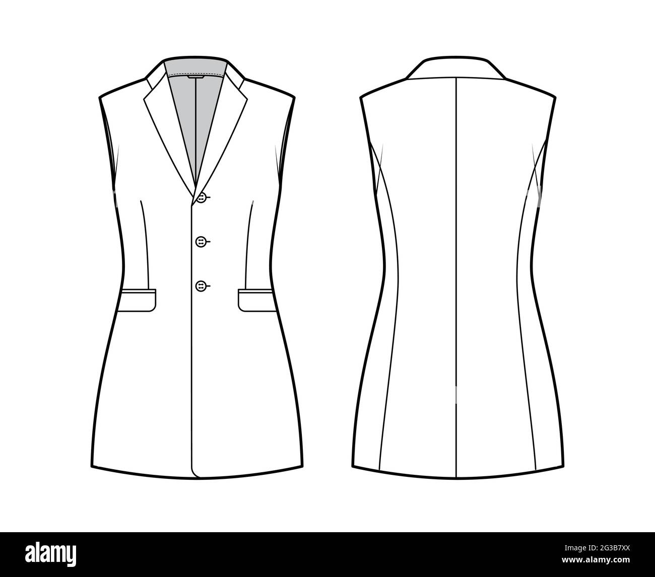 Sleeveless jacket lapelled vest waistcoat technical fashion ...