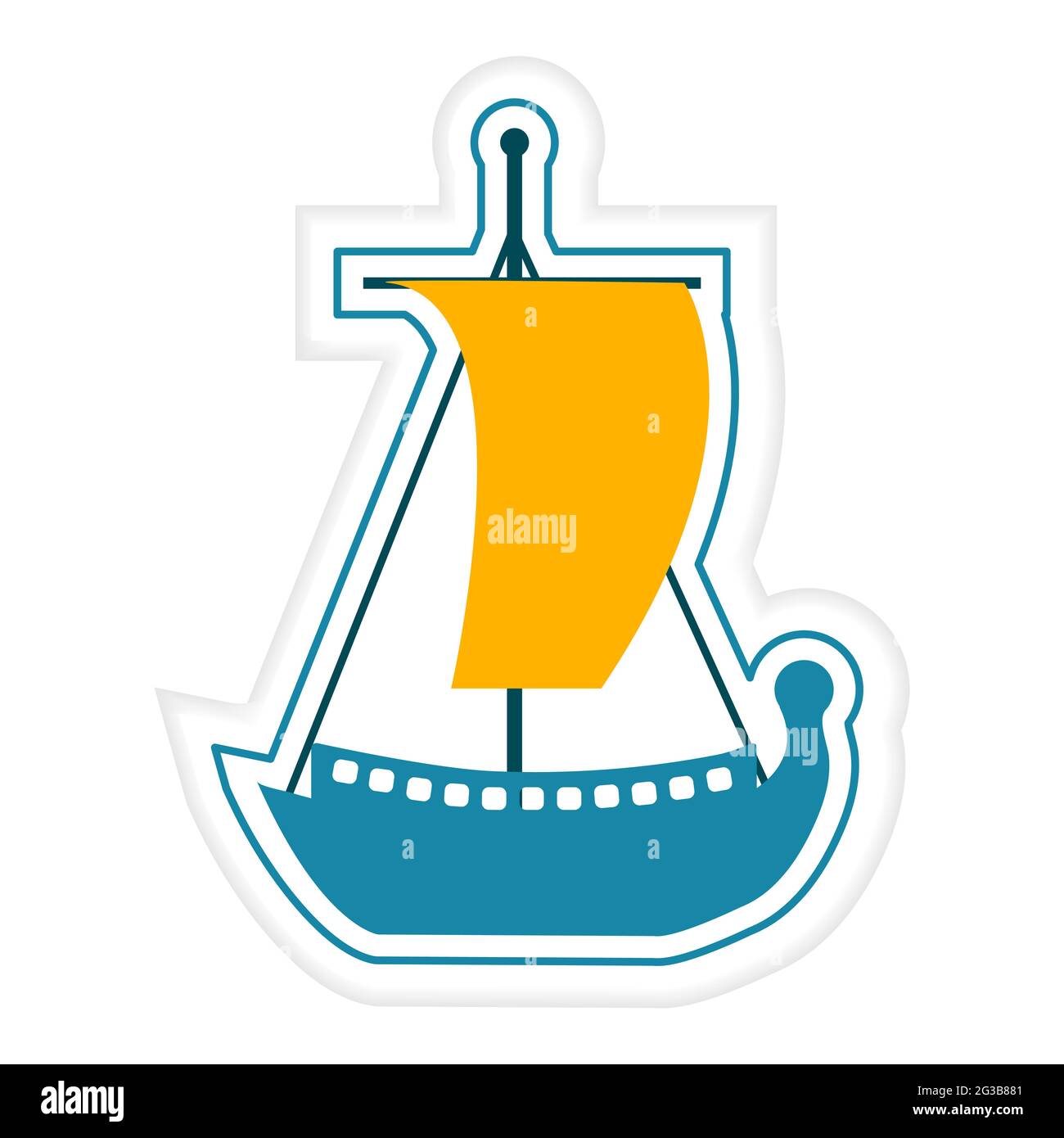 Vector illustration Kid toys Sticker Ship Sailboat Primary school ...