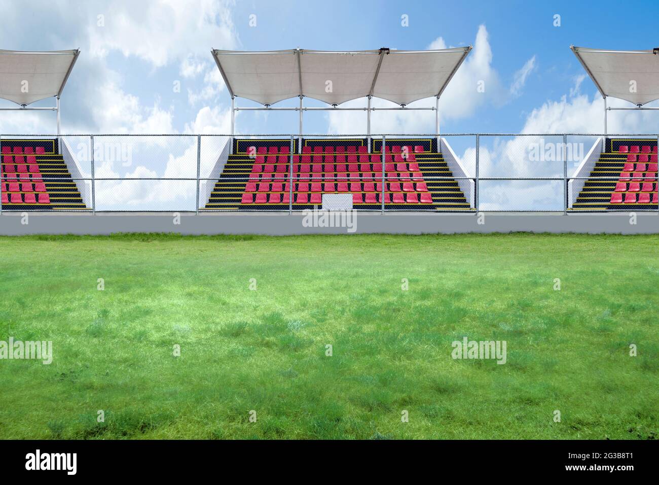 Tribune seat on the stadium sport with blue sky background Stock Photo ...