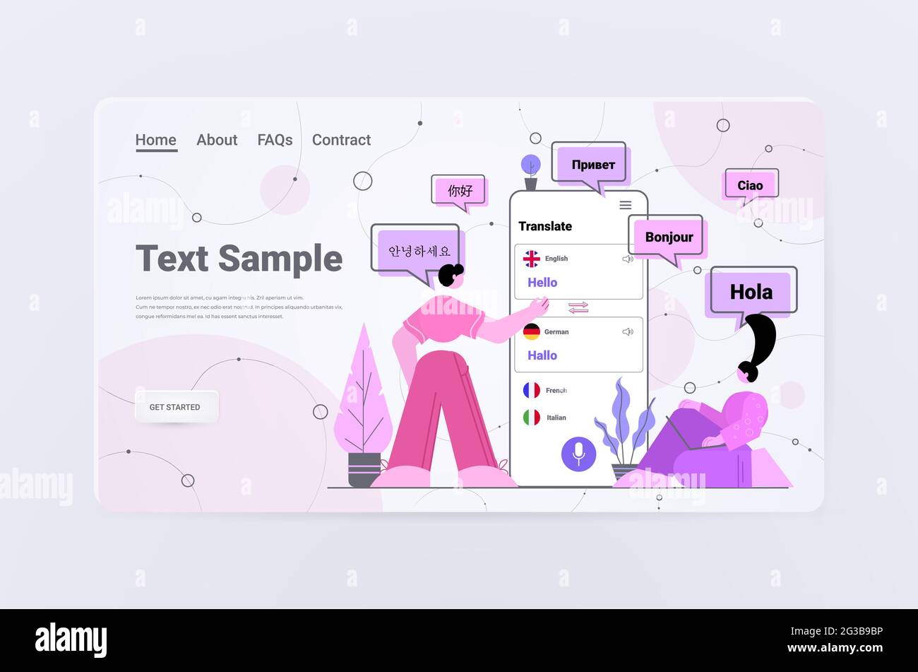 people using mobile translation application multilingual greeting ...