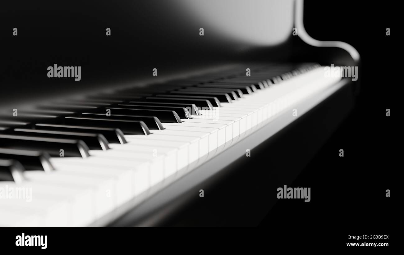 Piano keyboard close up view 3D illustration Stock Photo - Alamy