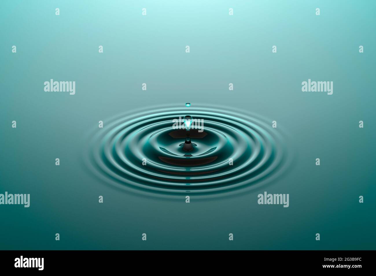 Water drop falling into water surface with ripples Stock Photo - Alamy