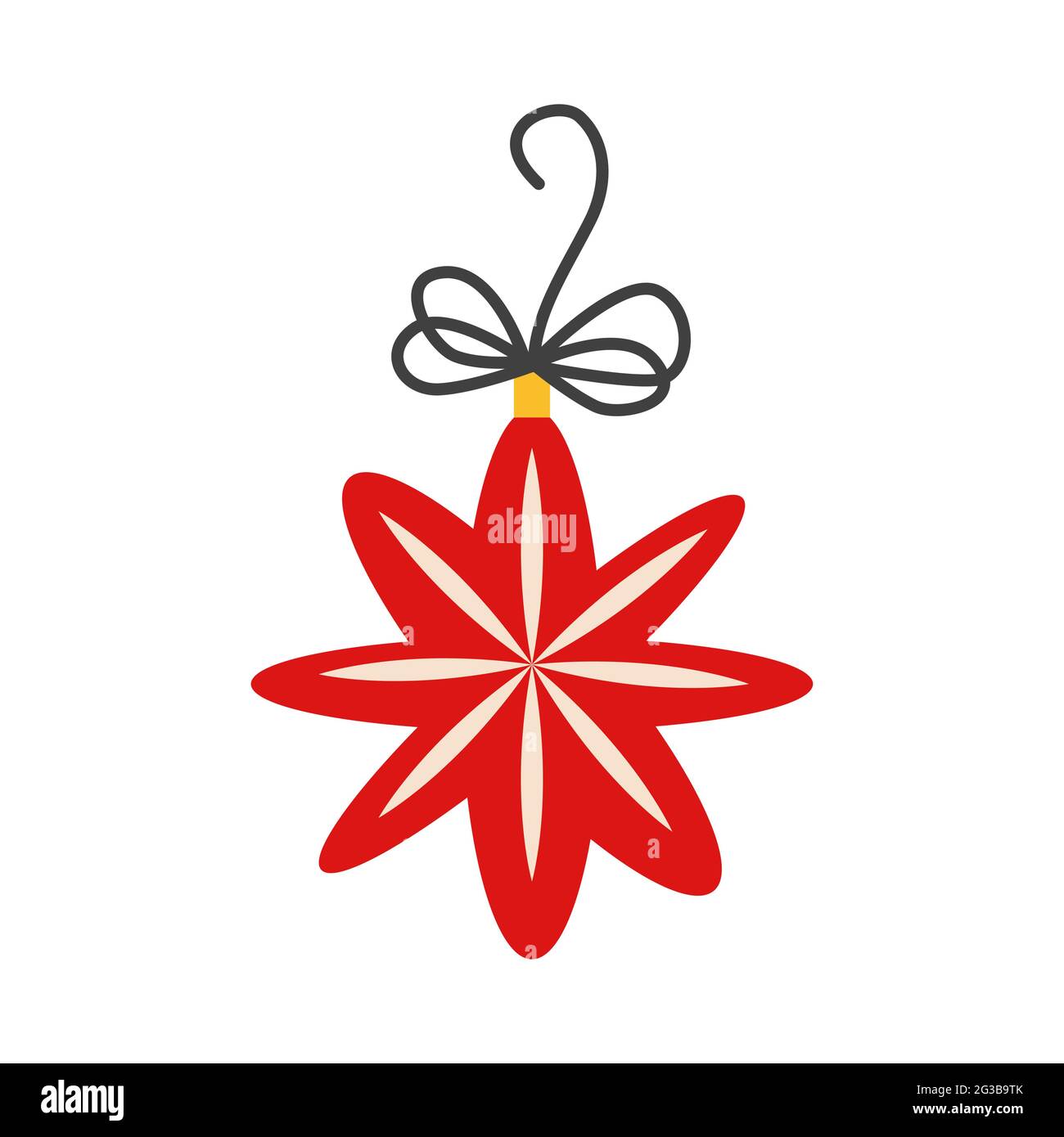 Red Christmas ball, Christmas tree toy with ribbon, bow, pattern ...