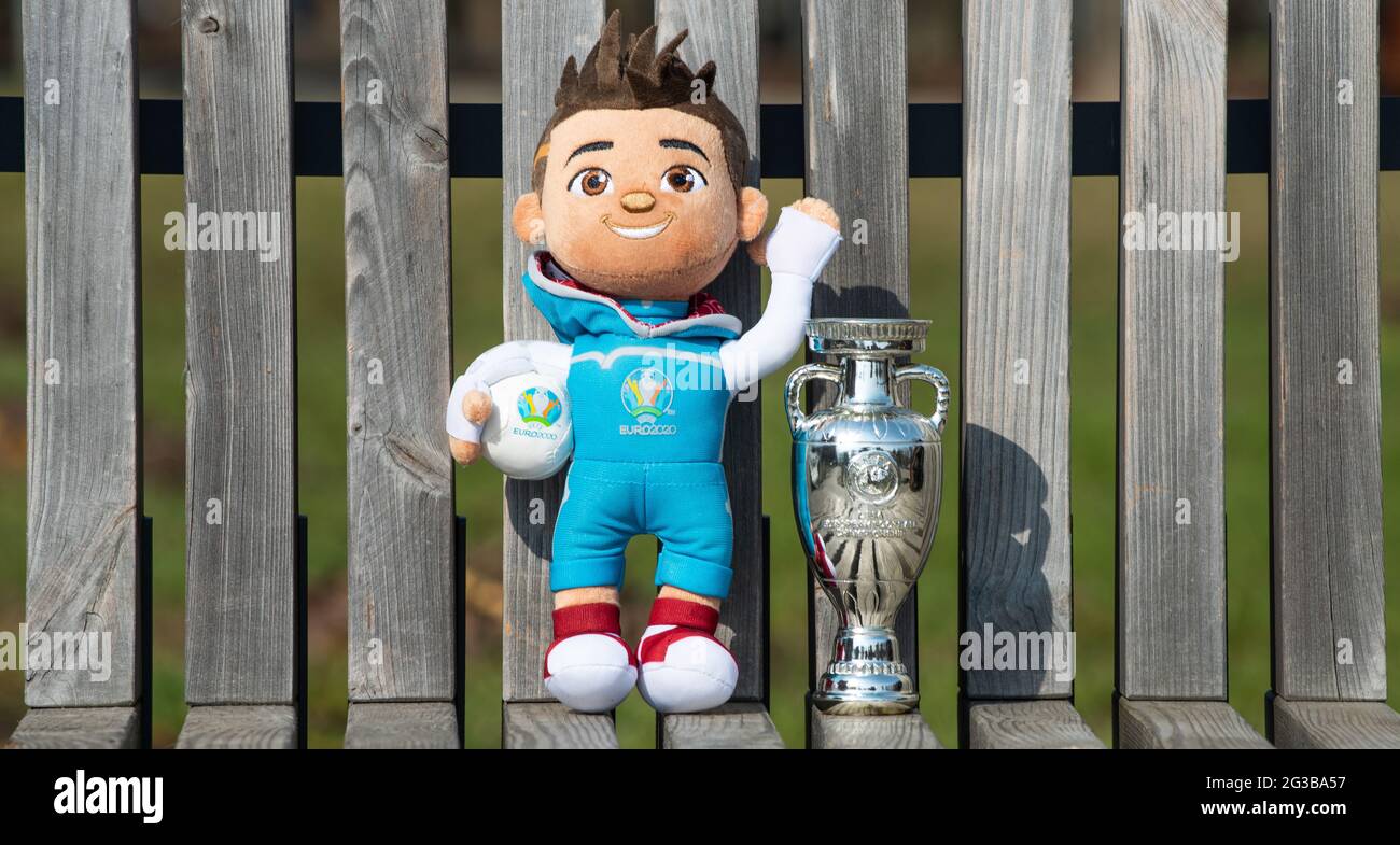 April 22, 2021 Moscow, Russia. The mascot of the UEFA European football ...
