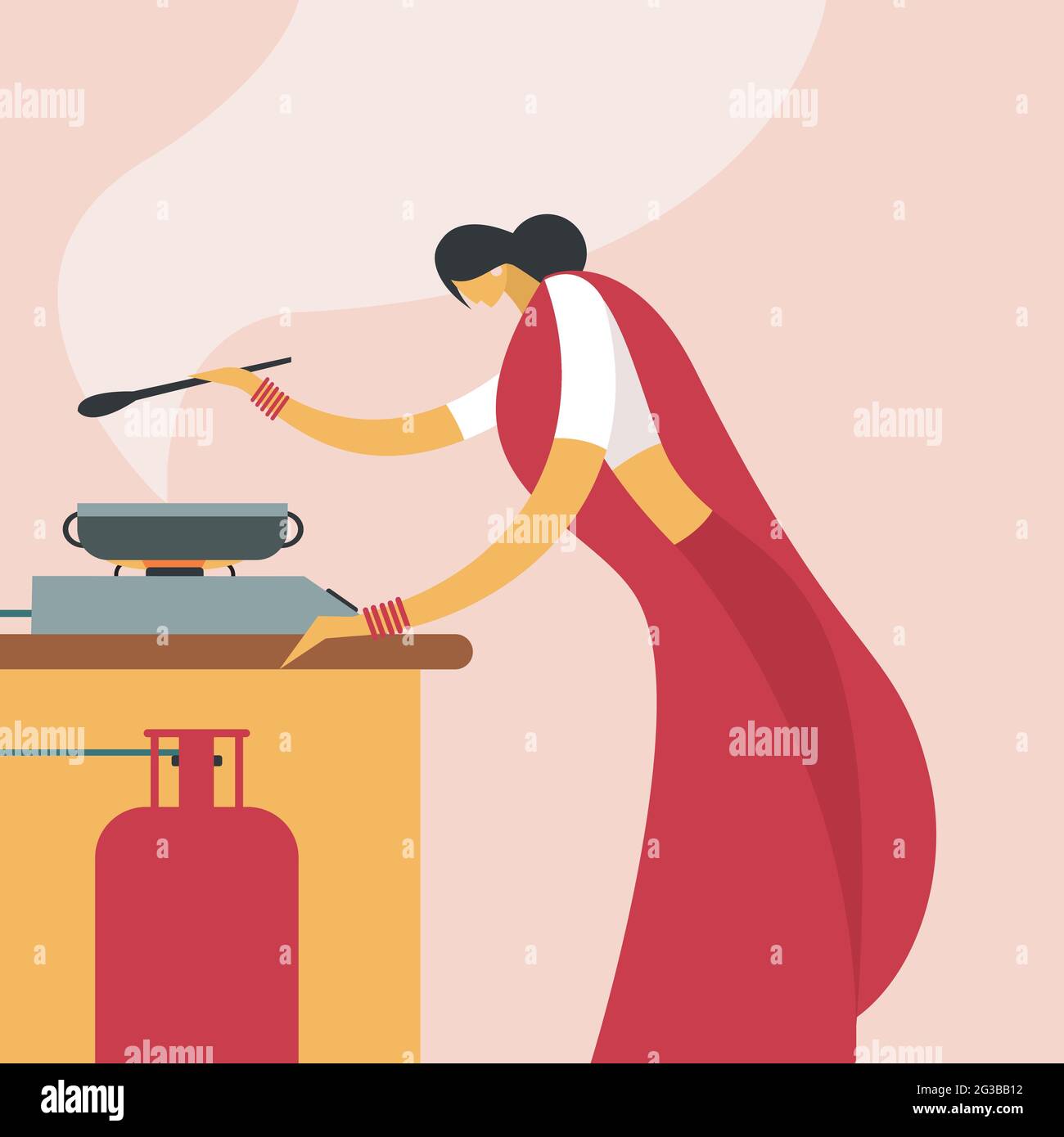 Indian Woman Cooking Gas High Resolution Stock Photography and Images ...