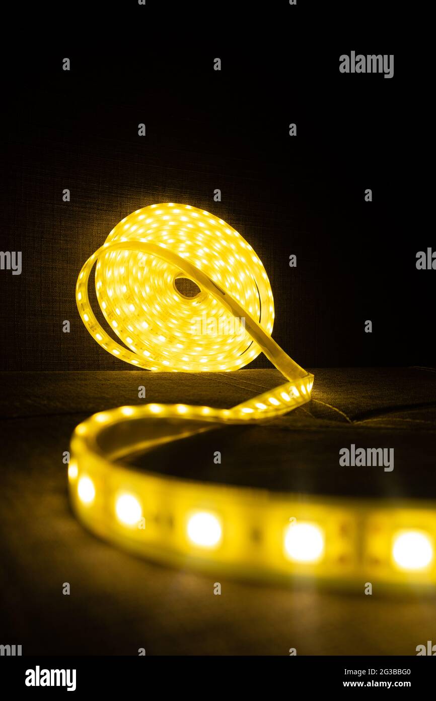 led strip lighting for home, diode coil illuminated Stock Photo - Alamy
