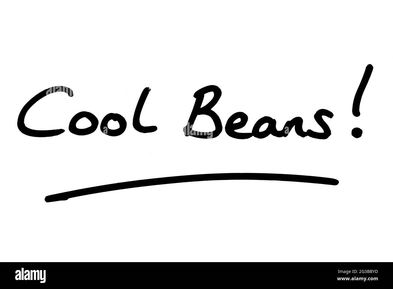 Cool Beans! handwritten on a white background Stock Photo - Alamy