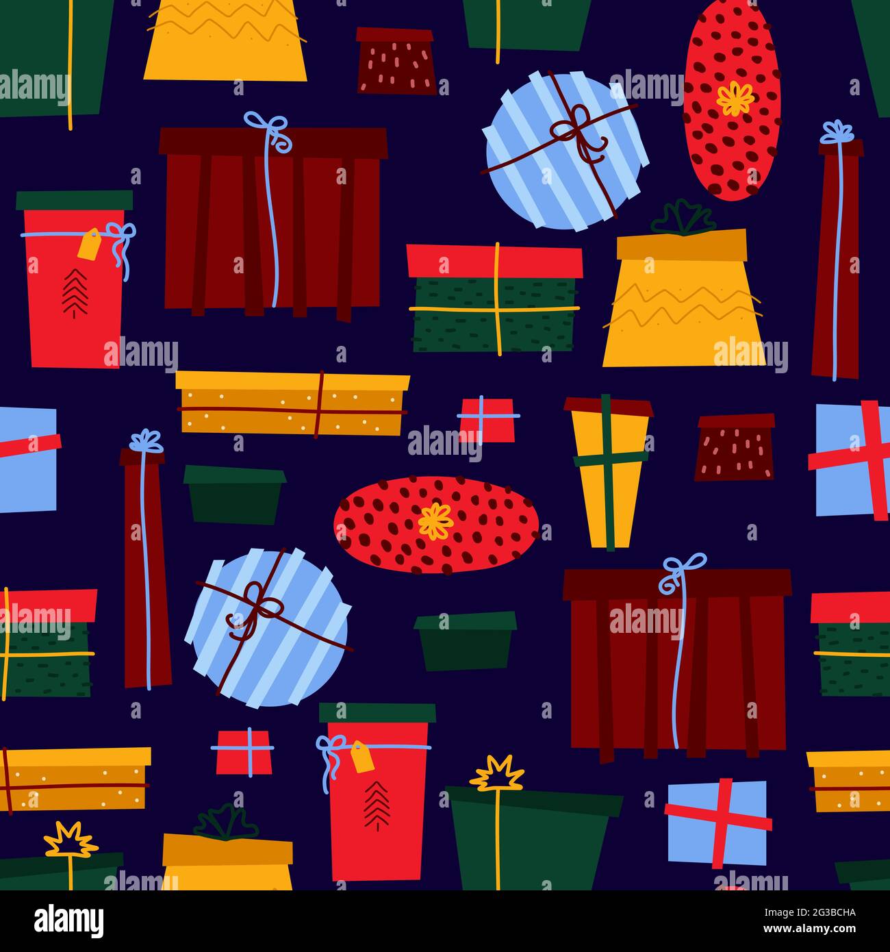 Seamless Christmas gifts pattern. Color Scandinavian style presents on ...