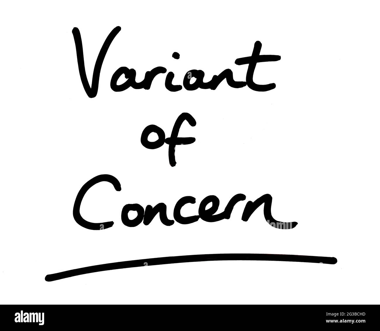 Variant of Concern, handwritten on a white background Stock Photo - Alamy
