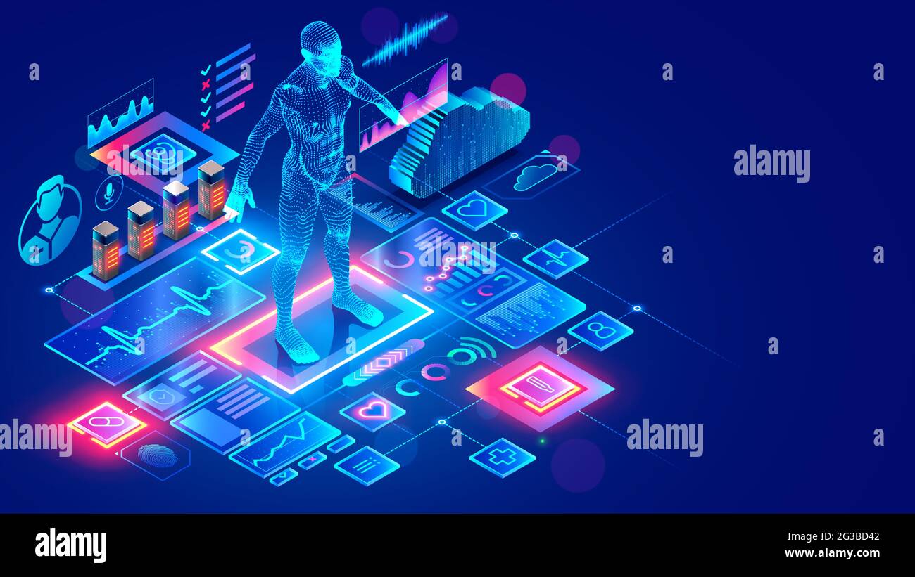 Medicine internet service. Doctor online diagnosing patient through ...