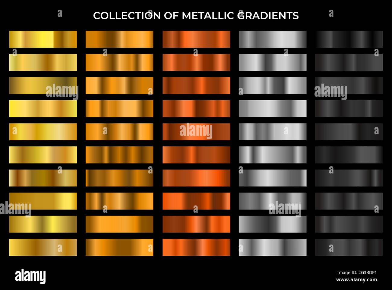 Big metal gradients pack. Gold, bronze, silver and black texture ...
