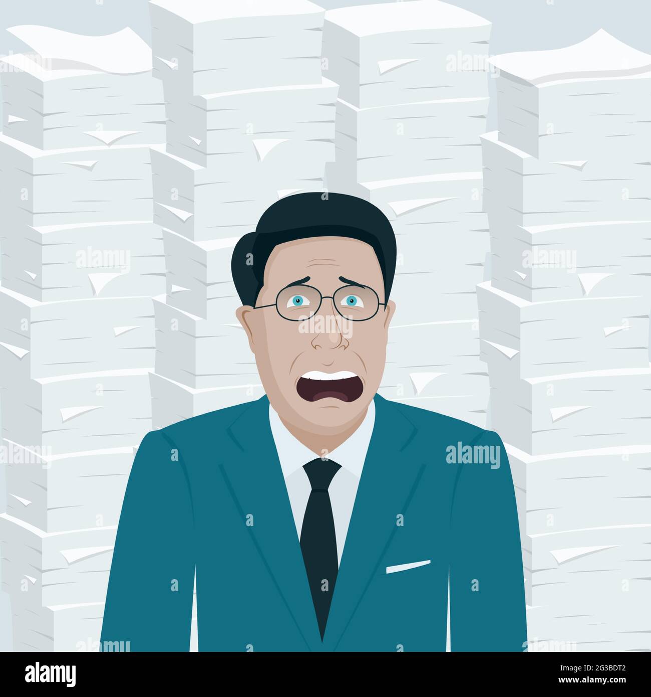 Man busy office piles Stock Vector Images - Alamy