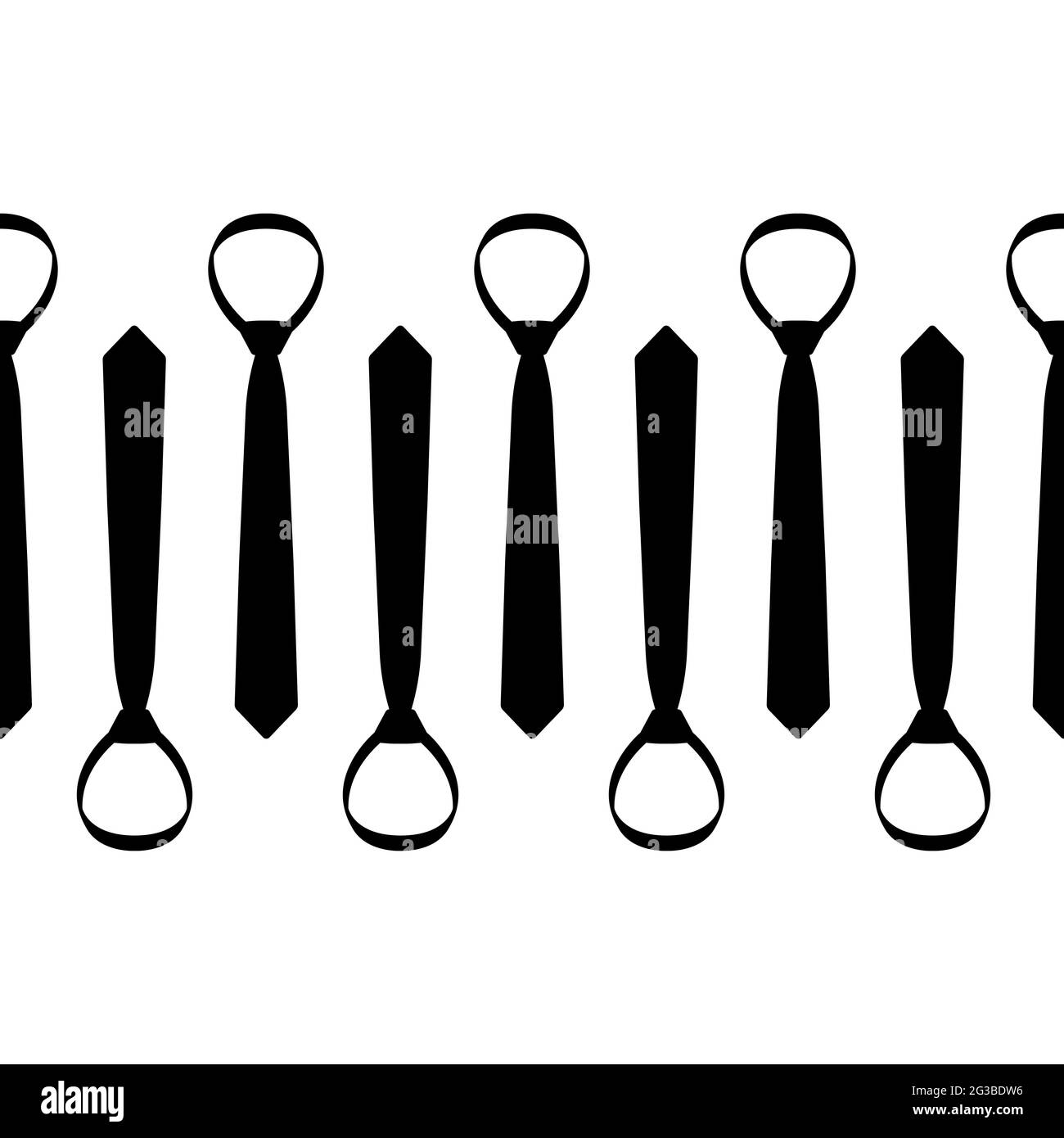 Simple tie seamless line border. Silhouette black tie isolated on white ...