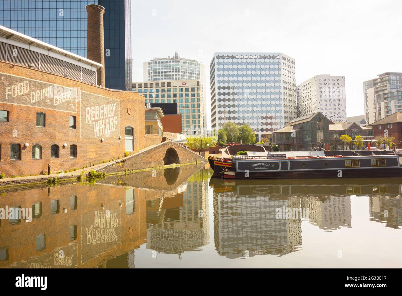 Modern high rise buildings overlooking the historic Gas Street Basin ...