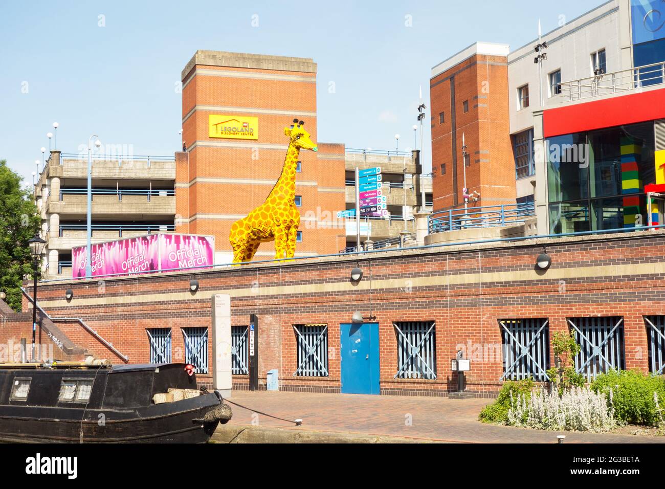 The giant legoland giraffe in the centre of Birmingham UK Stock Photo ...