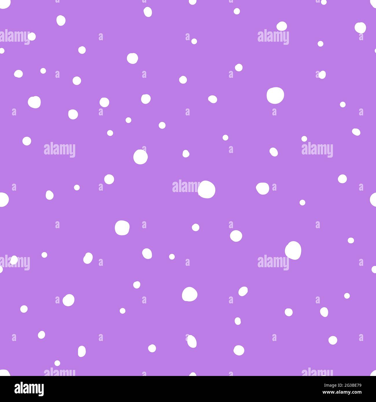 Seamless winter dots pattern. White random snowflakes on a lilac sky ...