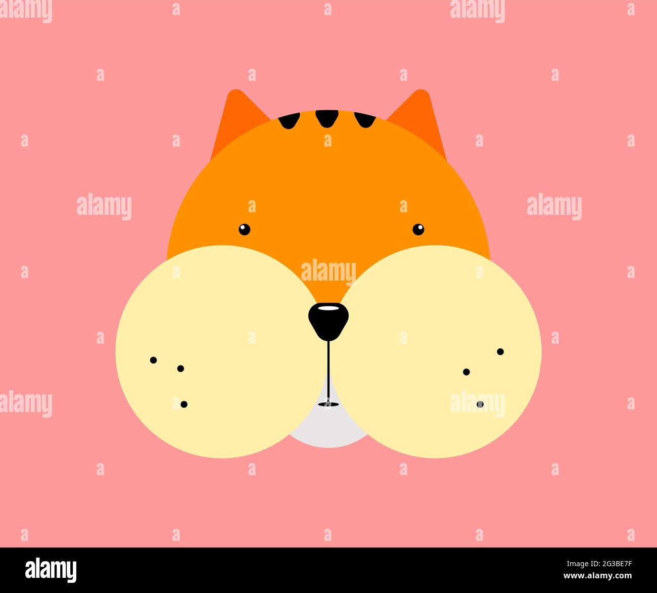 Kawaii animal face. Cute pet in minimal style on a pink background ...