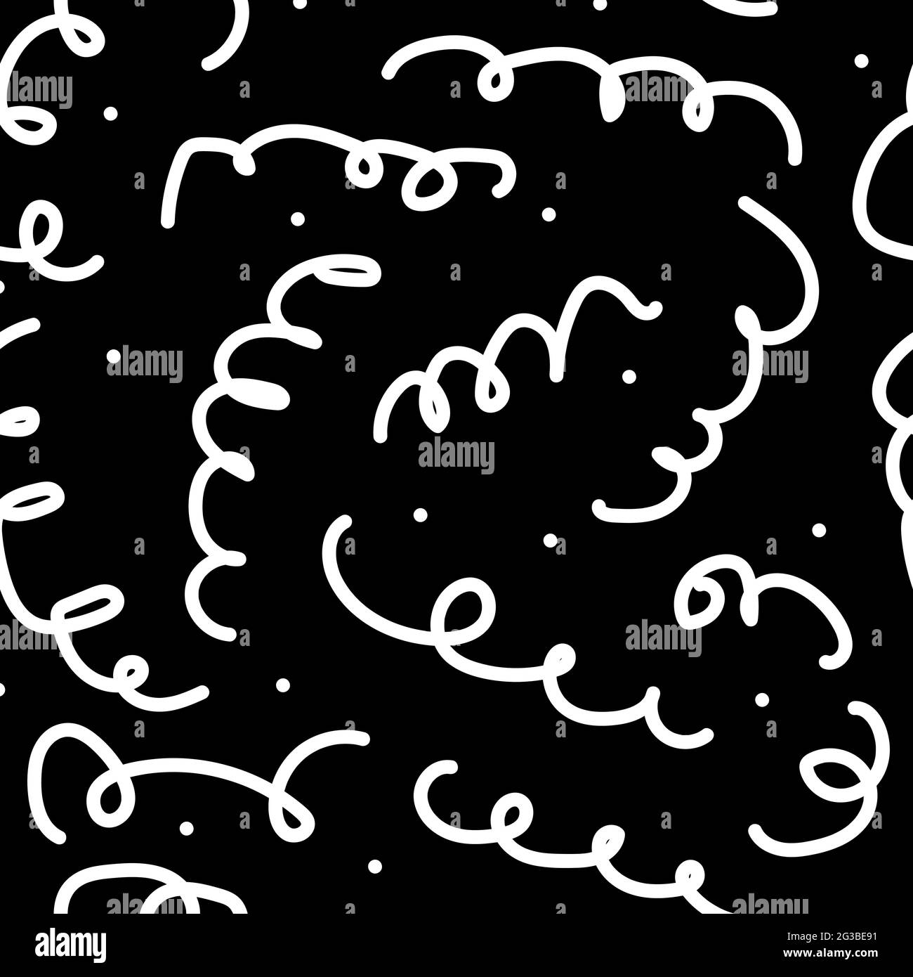 Seamless pattern of white Christmas serpentine and confetti drawn by ...