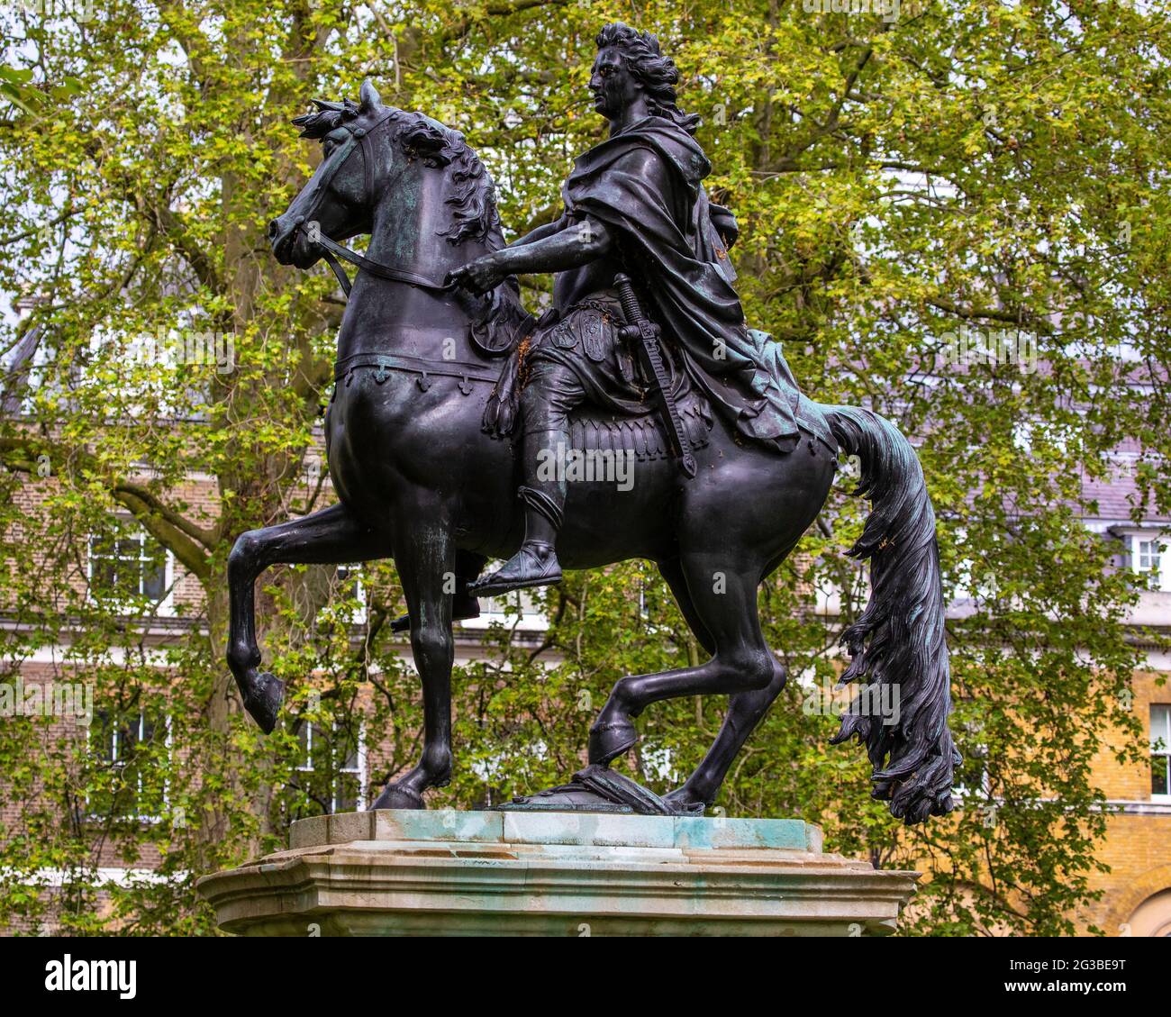 Statue of King William III, located in the historic St. James’s Square ...