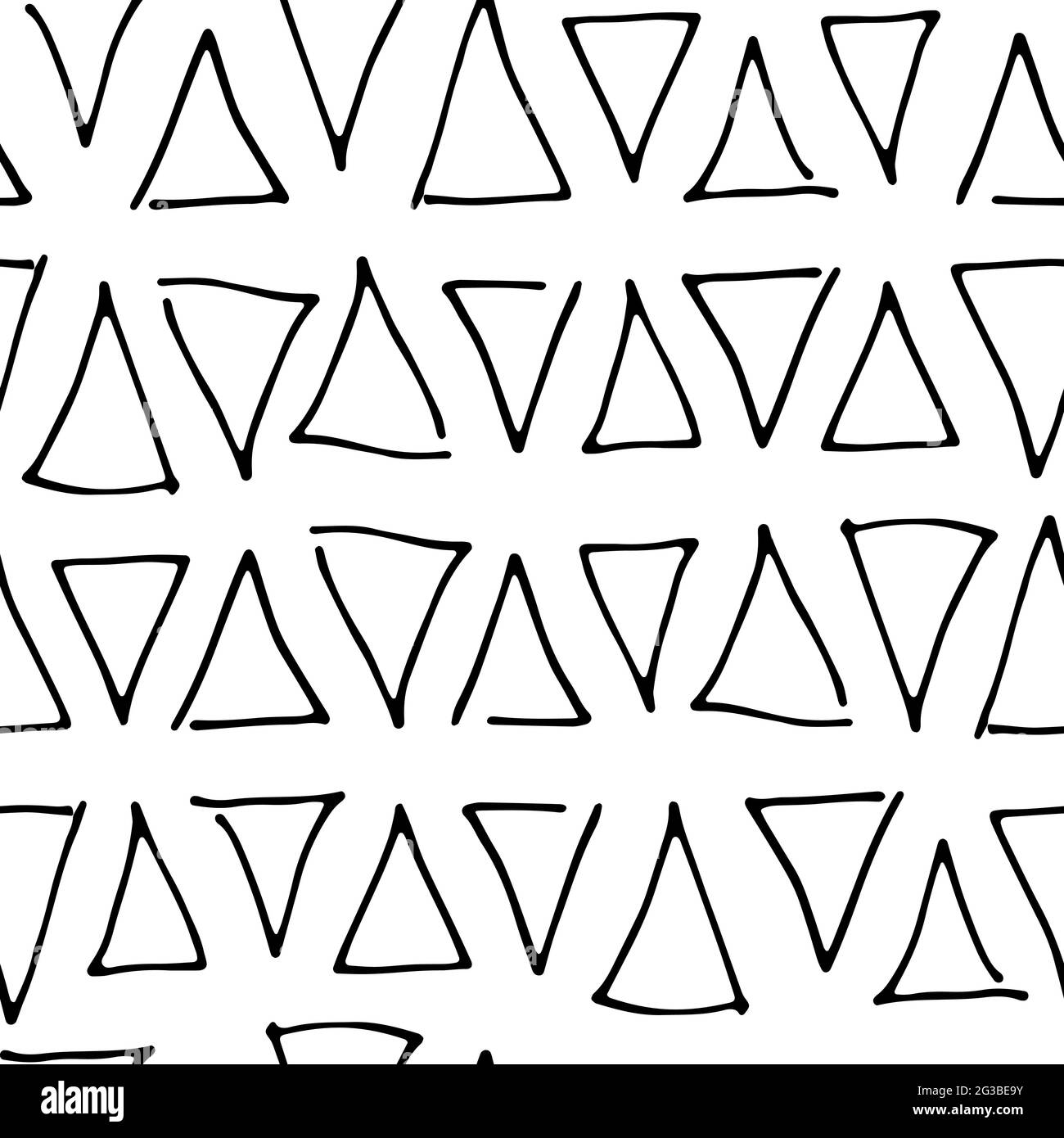 Seamless vector geometric pattern. Hand-drawn outline triangles ...