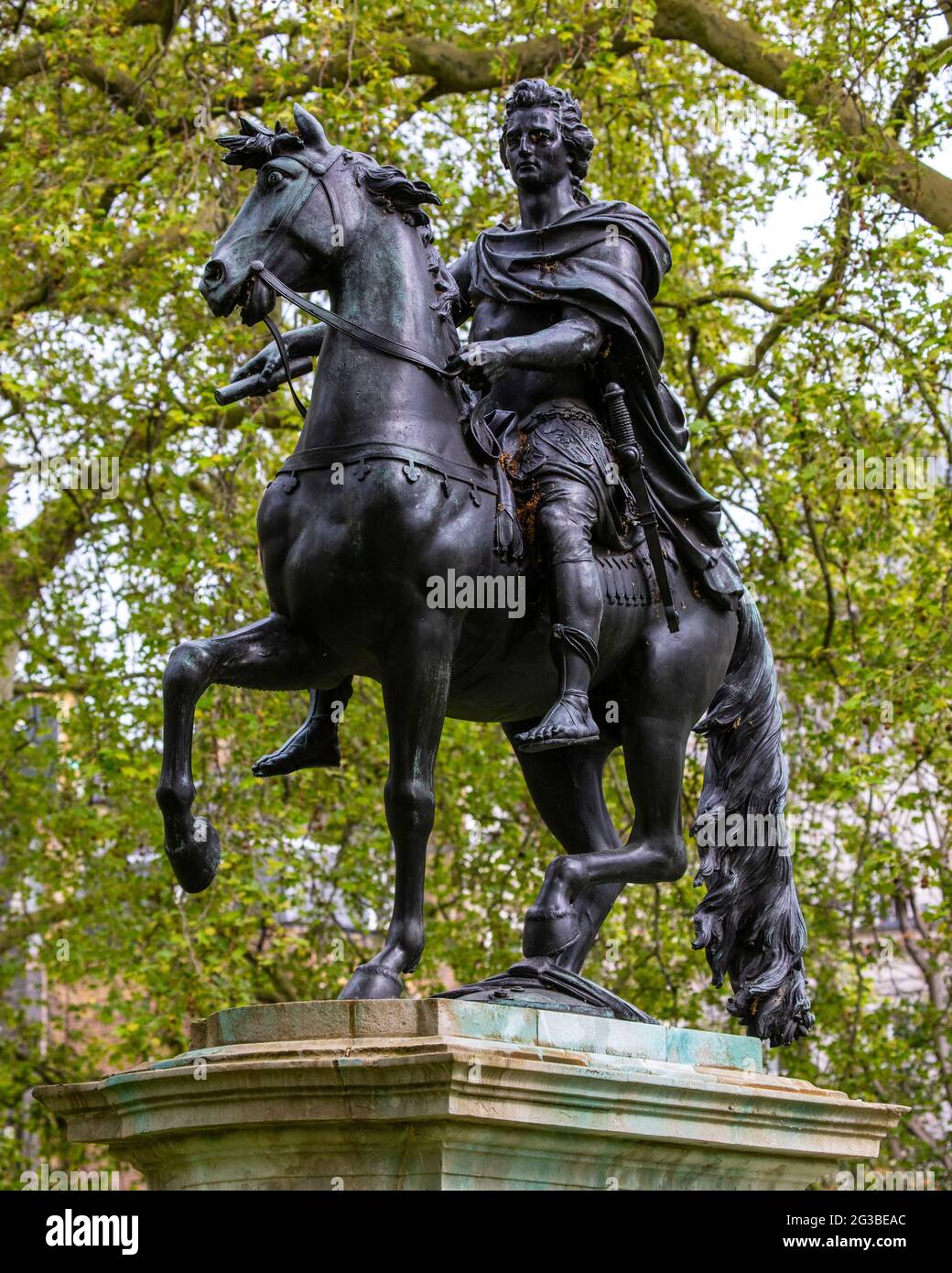 Statue of King William III, located in the historic St. James’s Square ...