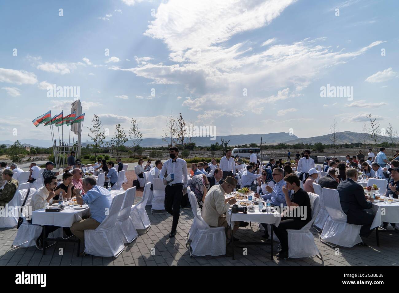 Outdoor dining in the destroyed city of Agdam, Nagorno Karabakh ...