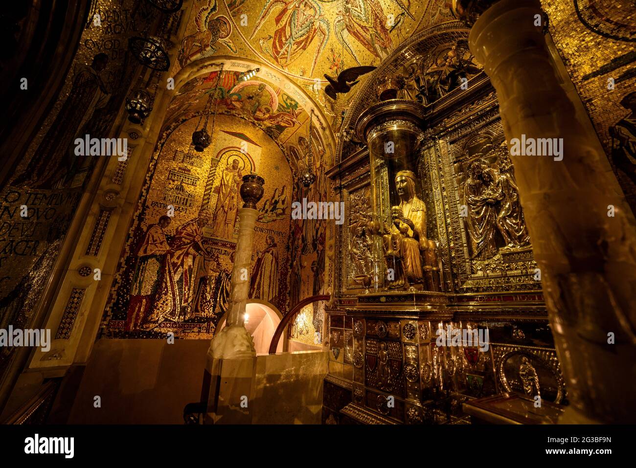 Sculpture of the Virgin of Montserrat in the niche of the Montserrat ...