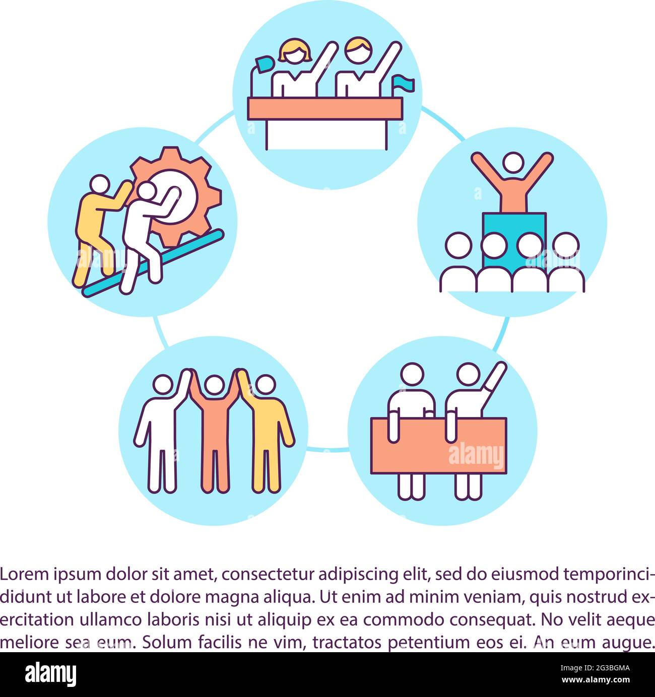 Collective action concept line icons with text Stock Vector Image & Art ...