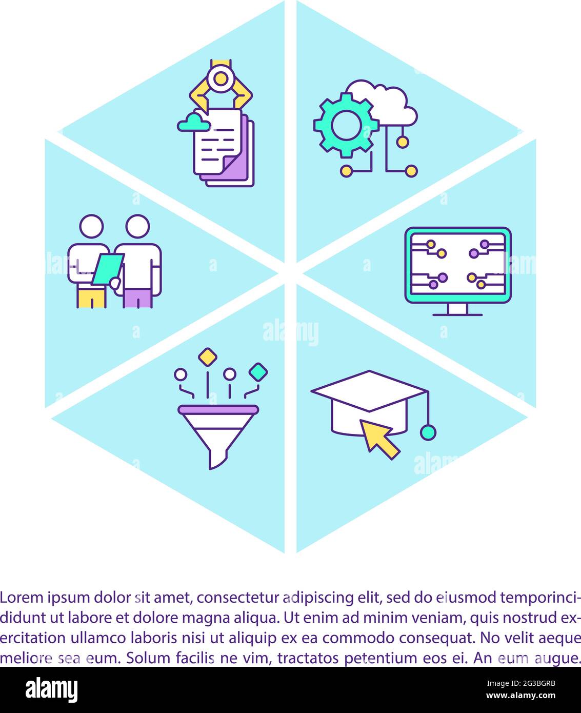 Community development solutions concept line icons with text Stock ...