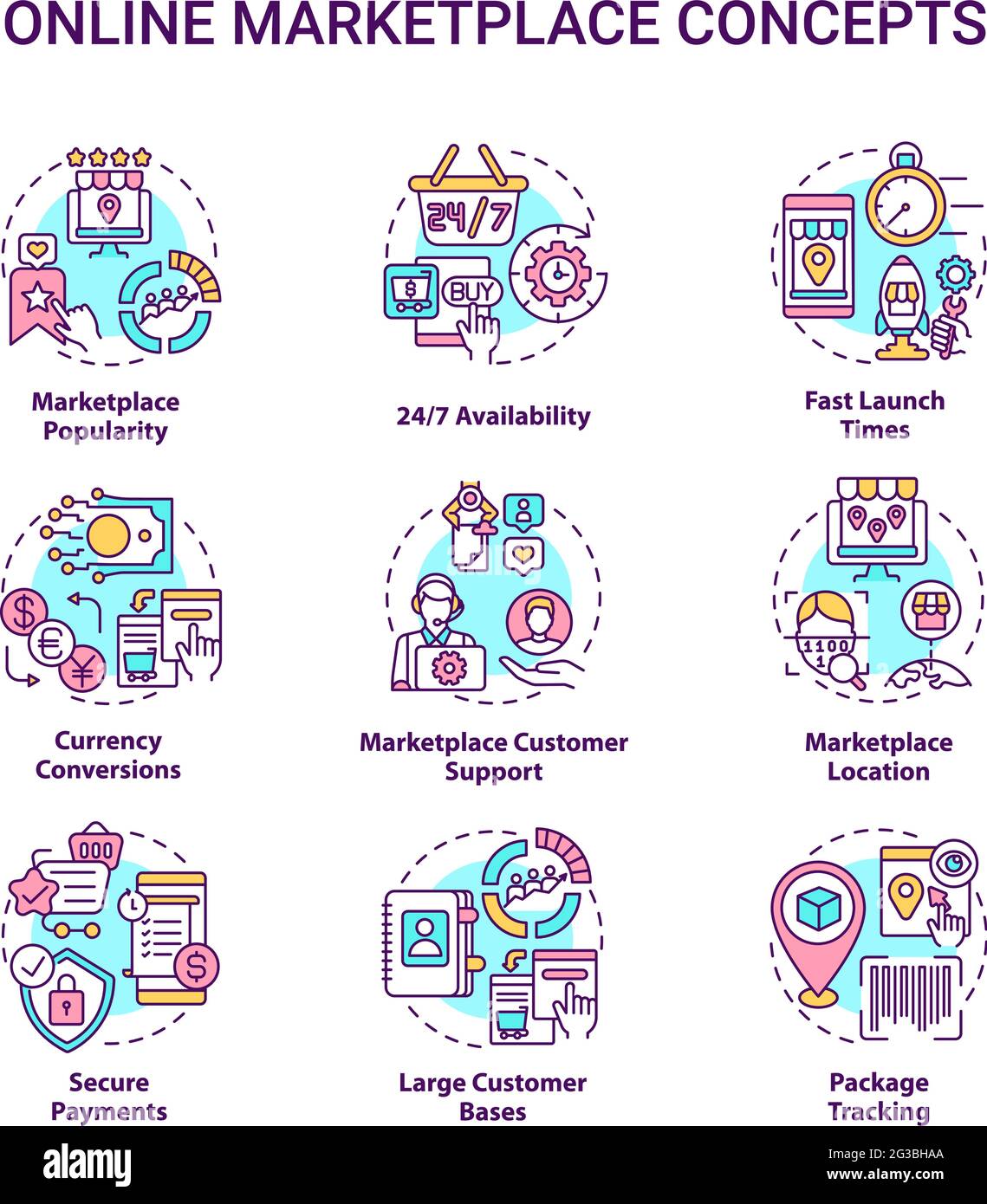 Online marketplace icons collection hi-res stock photography and images ...