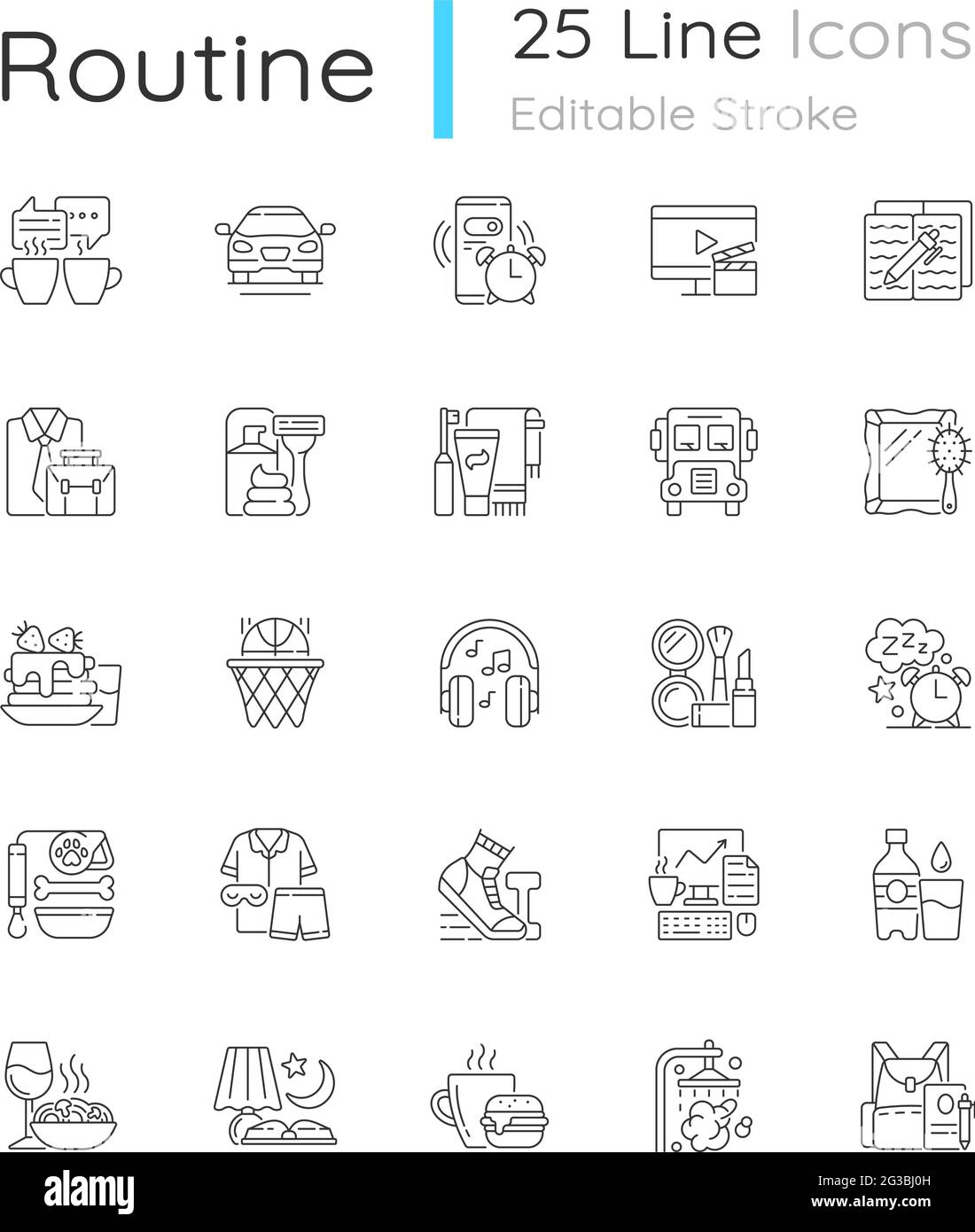 Everyday routine linear icons set Stock Vector Image & Art - Alamy