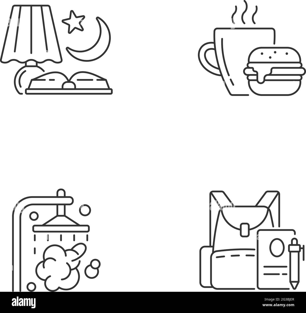 Everyday schedule and routine linear icons set Stock Vector Image & Art ...