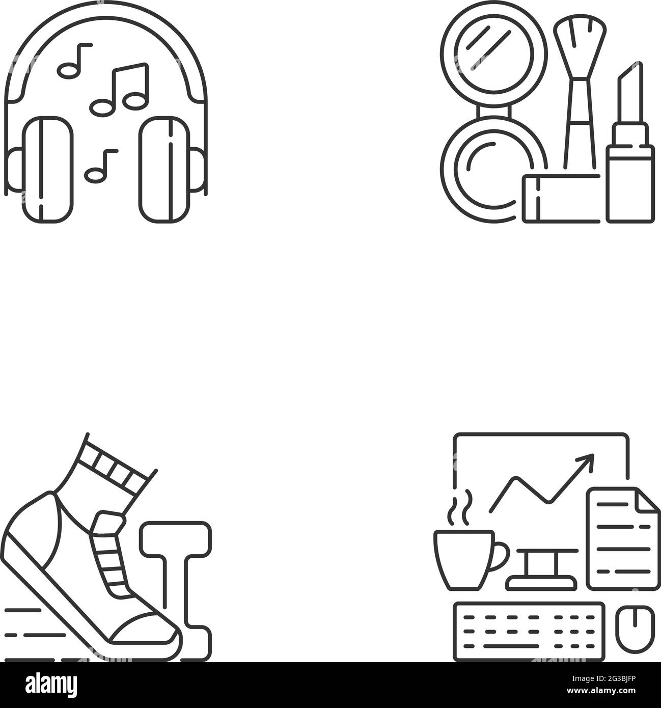 Everyday office worker routine linear icons set Stock Vector Image ...