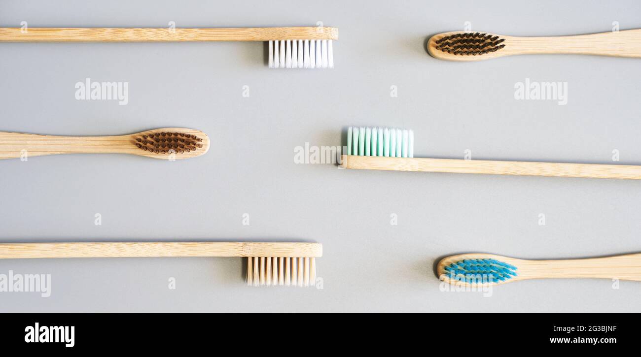 Set of ecology toothbrush. Different color. Sustainable mouth product ...