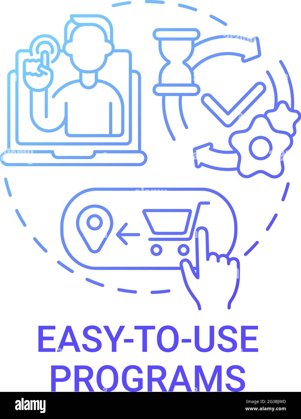 Easy-to-use programs concept icon Stock Vector Image & Art - Alamy